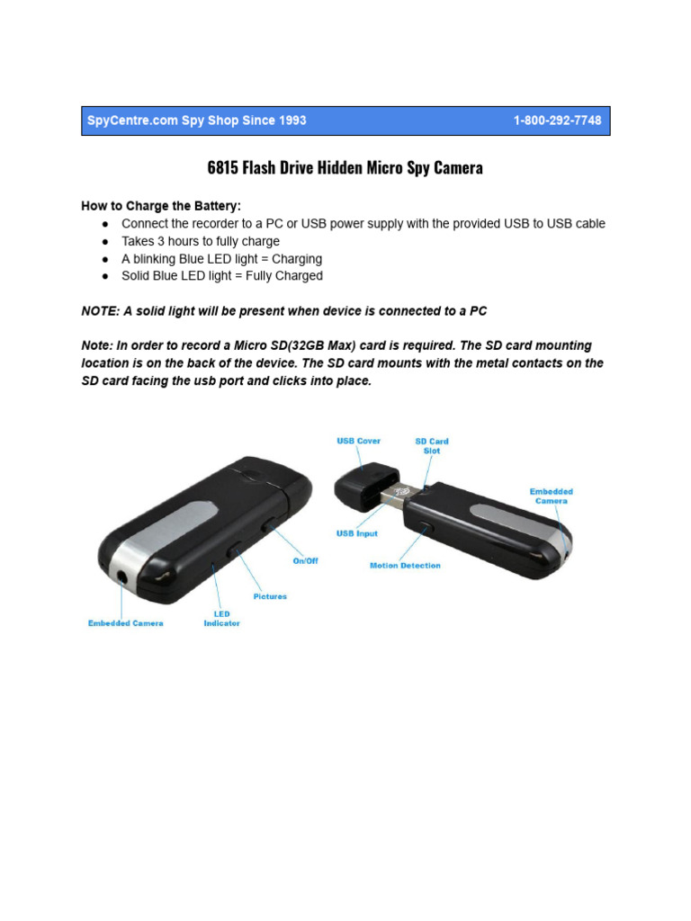 6815 Flash Drive Hidden Micro Spy Camera | PDF