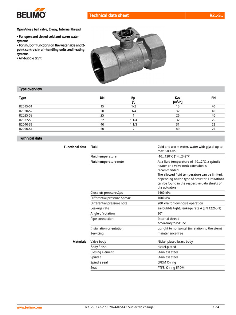 Belimo R2..-S.. Datasheet En-Gb | PDF