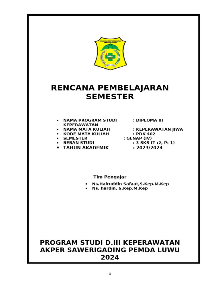 RPS Keperawatan Jiwa 2023-2024 | PDF