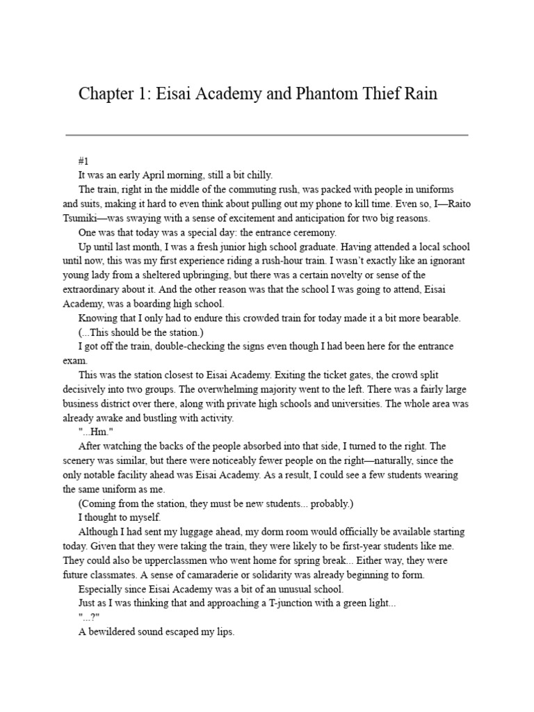 Chapter 1 - Eisai Academy and Phantom Thief Rain | PDF