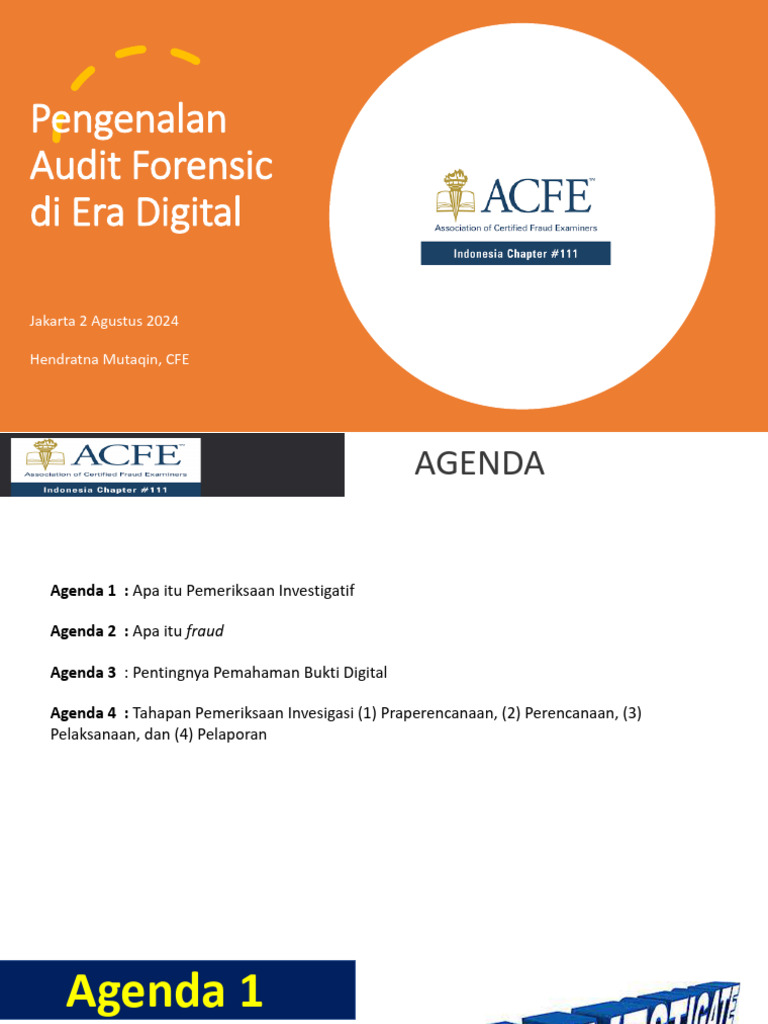 Training Pengenalan Audit Forensic - ACFE | PDF