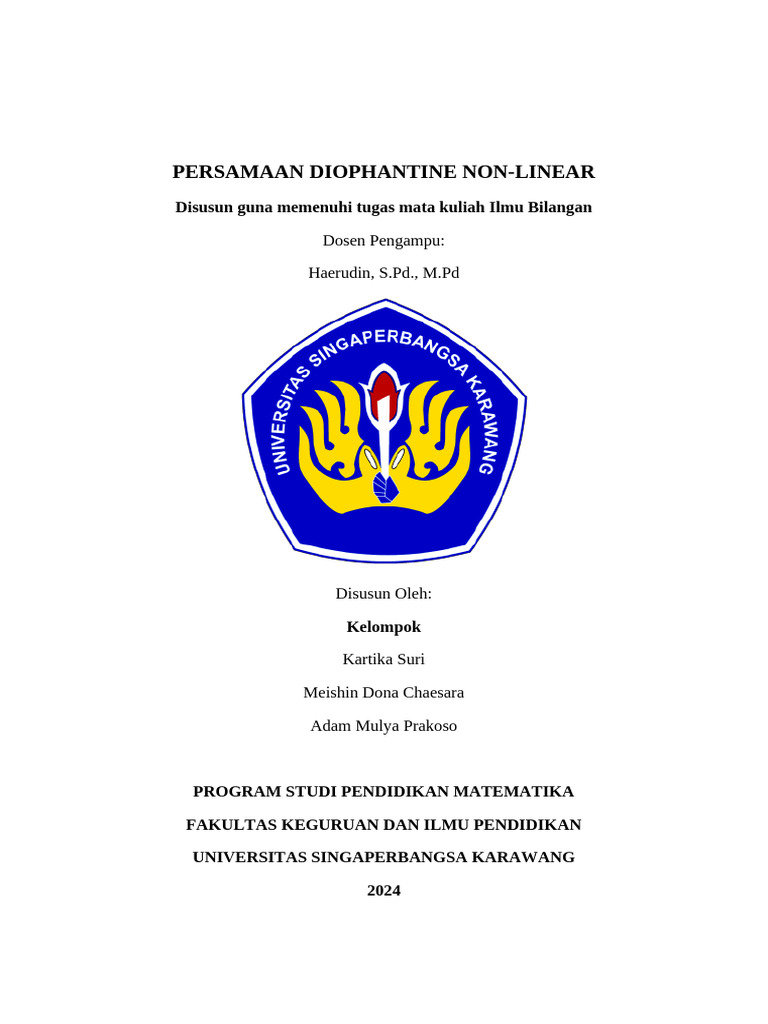 Persamaan Diophantine Nonlinear | PDF | Metode & Bahan Ajar | Sains & Matematika