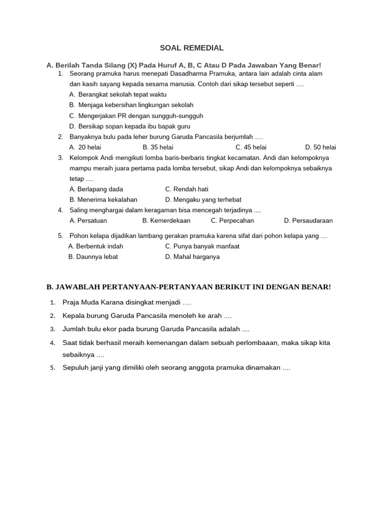 Soal Remedial Dan Pengayaan | PDF
