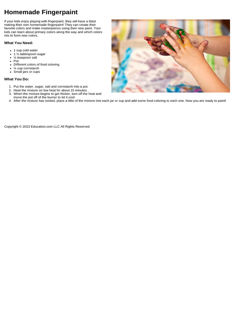 Fingerpaint Preschool | PDF
