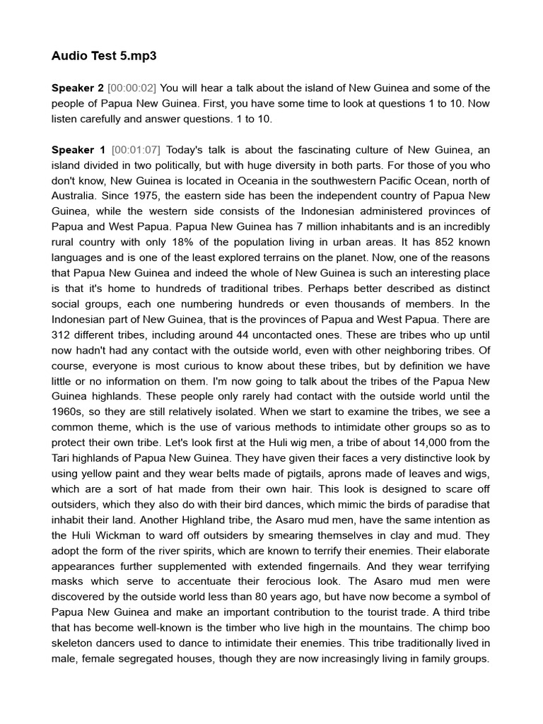 Transcript Test 5 | PDF