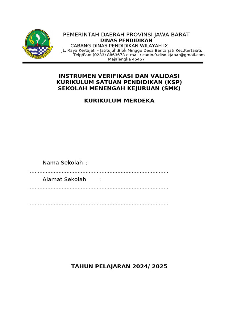 Instrumen Verifikasi KSP SMK - 2024 | PDF