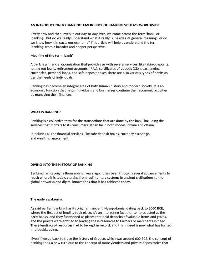 An Introduction To Banking Pdf