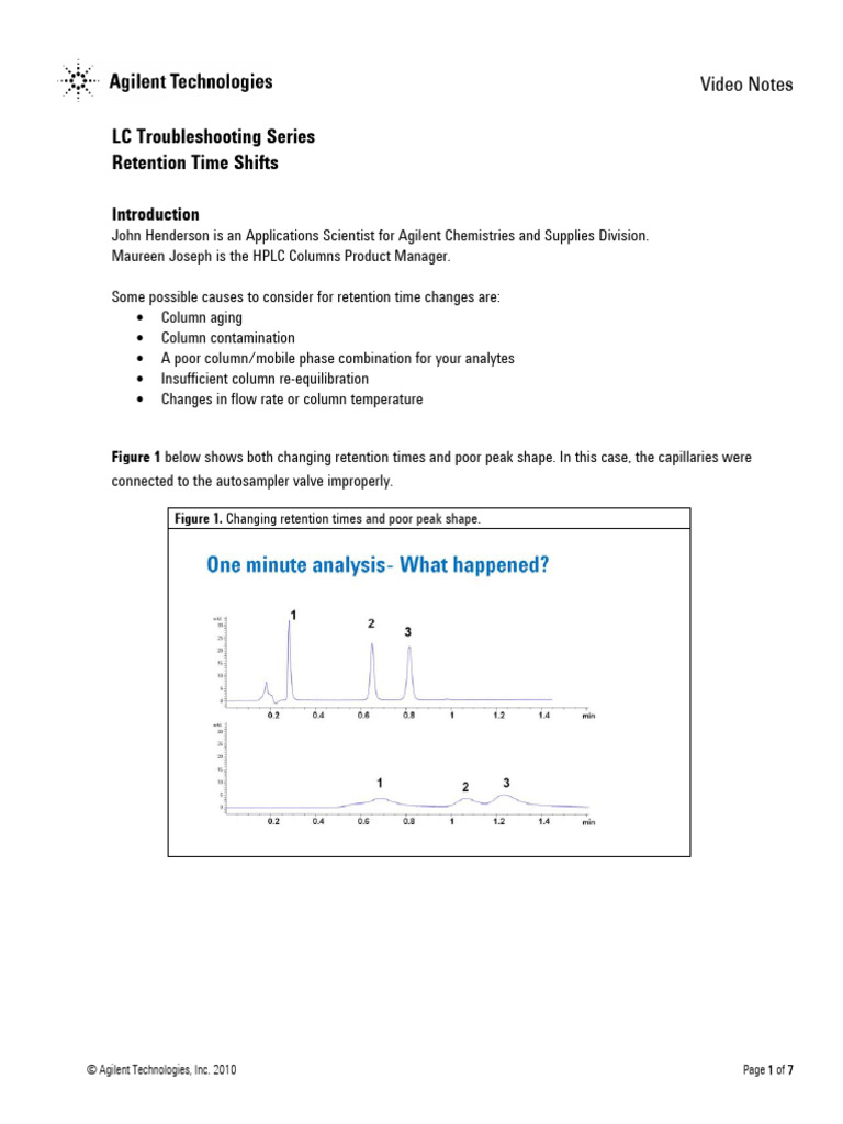 Retention Time Shifts - Notes | PDF