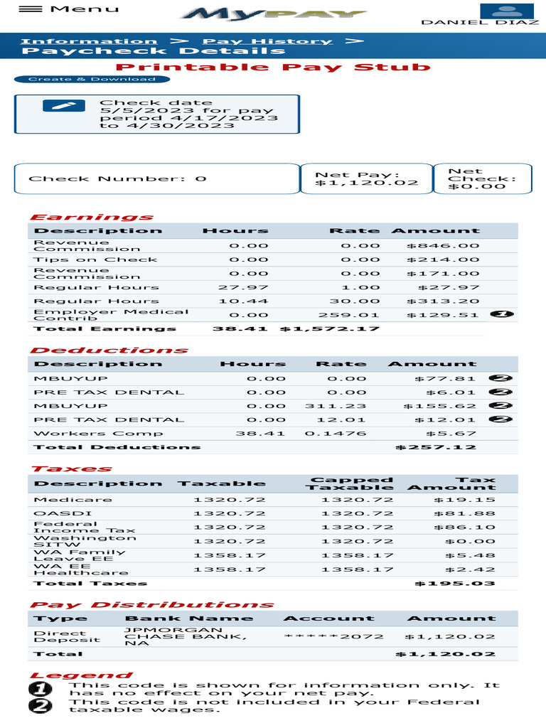 MyPay - Paycheck Details | PDF