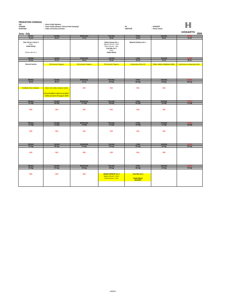 HCI 3 Schedule - Denny Yanuar - Updated 22 July | PDF