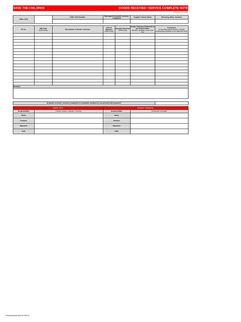Goods or Service Received Note (EN) | PDF