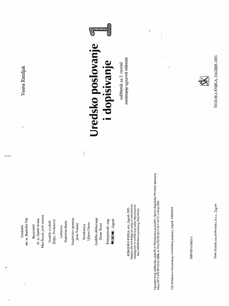 Uredsko Poslovanje I Dopisivanje 1 - Ramljak | PDF