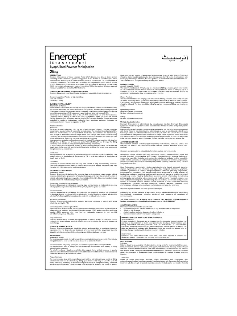 Enercept Injection Leaflet 12584 | PDF