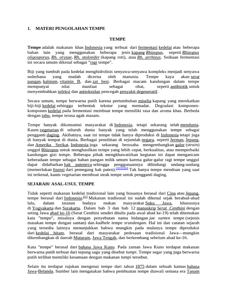 Materi 3 Pengolahan Tempe | PDF