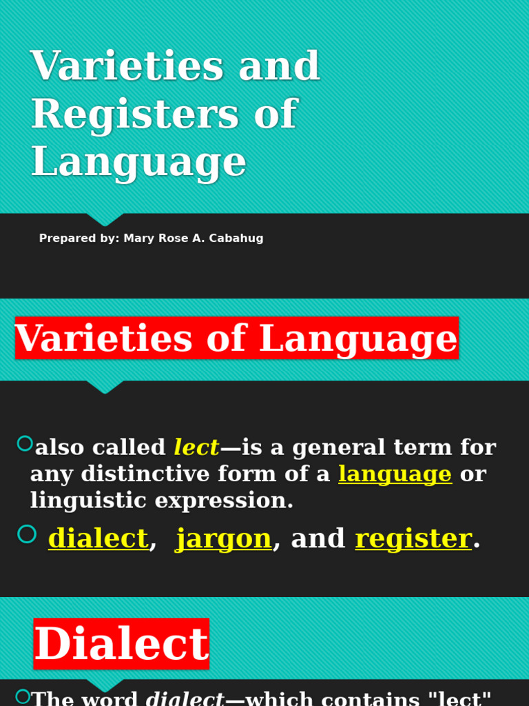 Varieties and Registers of Language | PDF