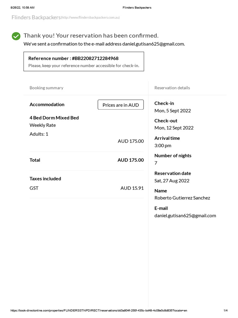 Flinders Backpackers | PDF