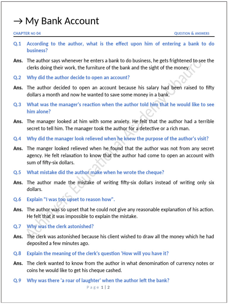 My Bank Account: Key Q&A Insights | PDF | Money | Law