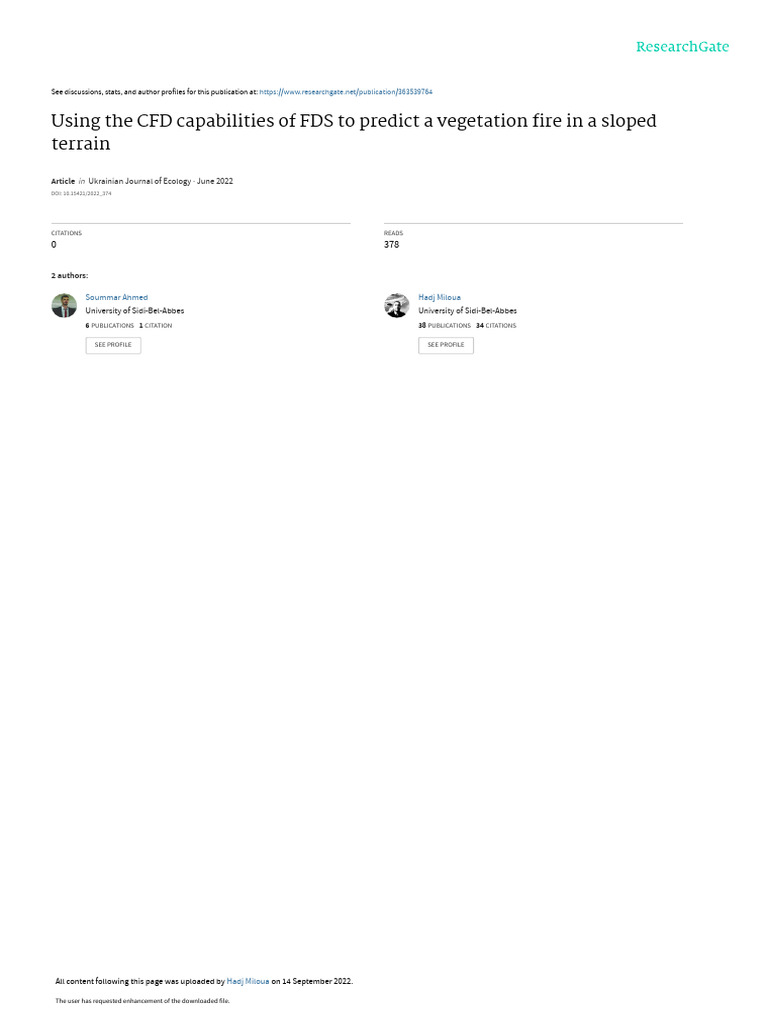 Using The CFD Capabilities of Fds To Predict A Vegetation Fire in A ...