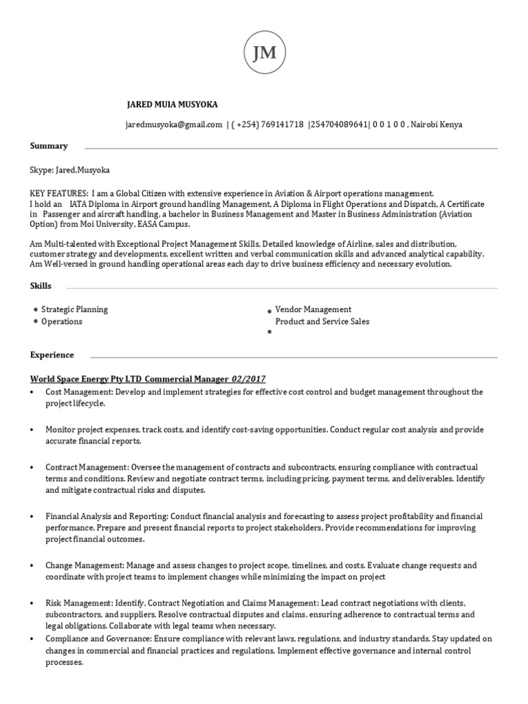 Jared Muia - Musyoka CV | PDF