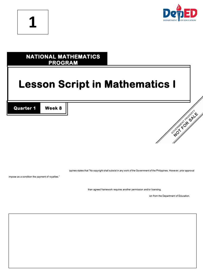 Lesson Script in Mathematics I | PDF | Learning | Mathematics