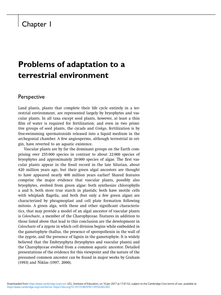 Problems of Adaptation To A Terrestrial Environment | PDF