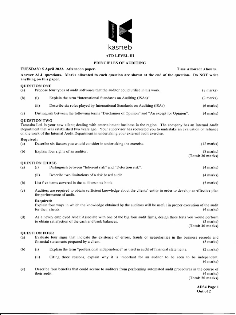 AD34 Principles of Auditing | PDF