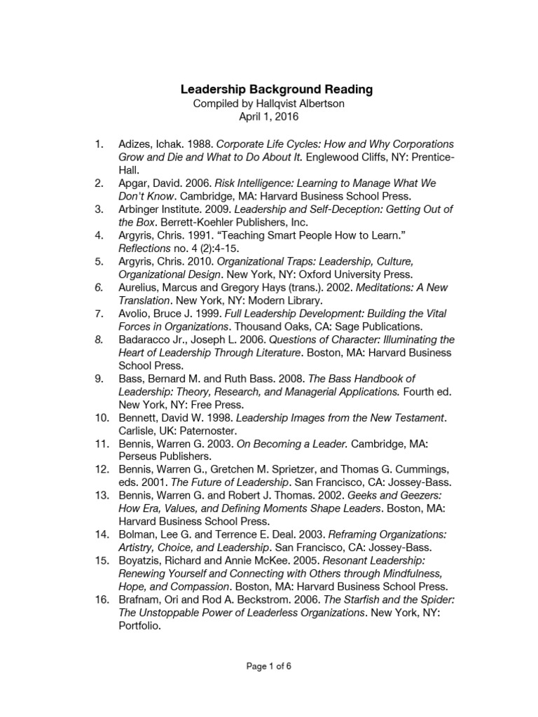 Leadership Background Reading | PDF