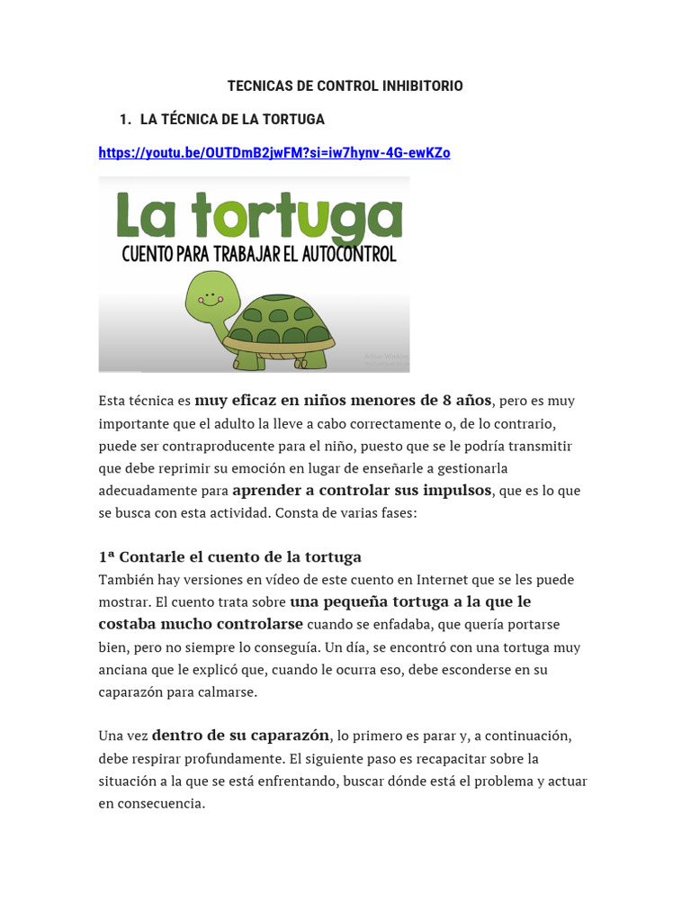 Tecnicas de Control Inhibitorio | PDF