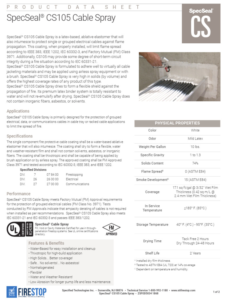 Catalogue. MSDS - CS Cable Spray CS105 - 2.0 | PDF