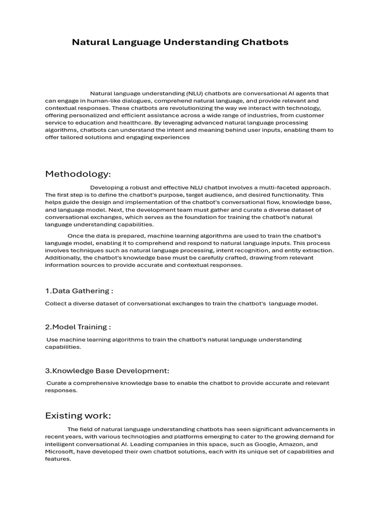 Natural Language Understanding Chatbots | PDF | Machine Learning ...