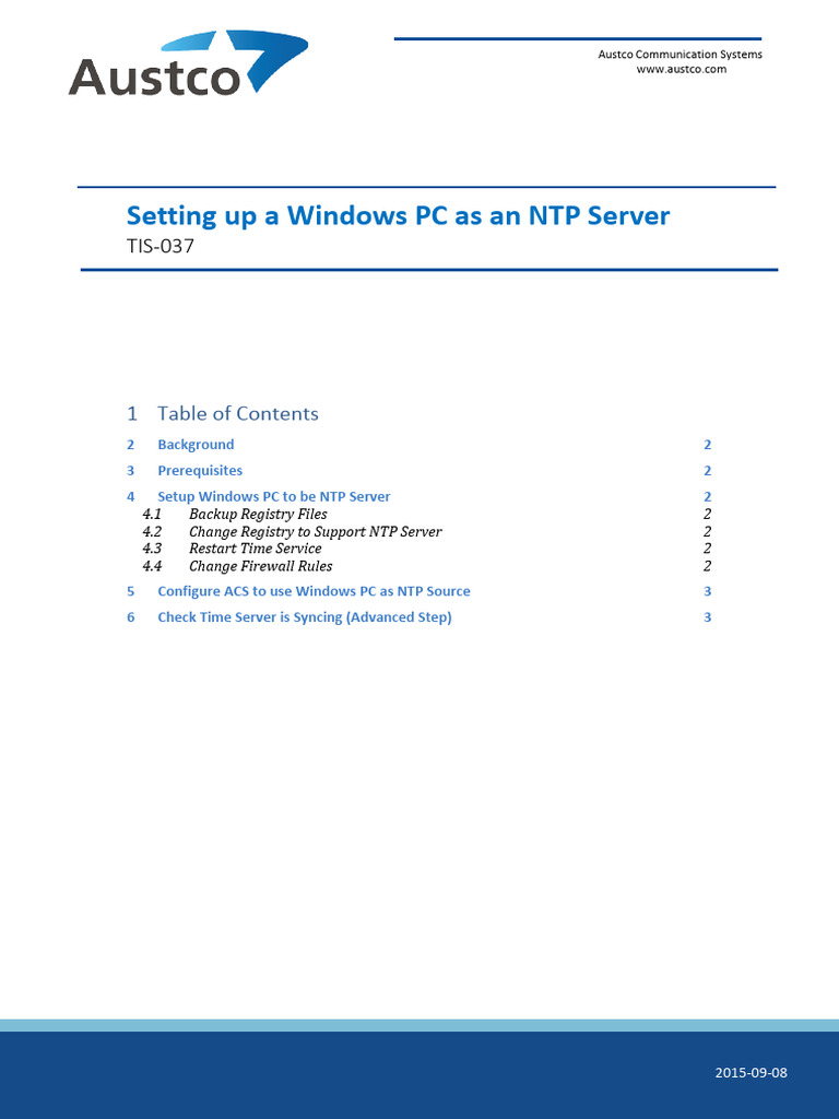 Setting Up A Windows PC As An NTP Server | PDF