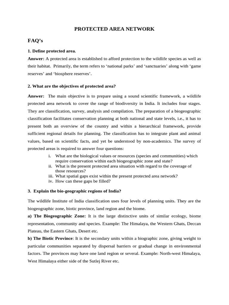 FAQ's - 38 - Protected Areas Network | PDF