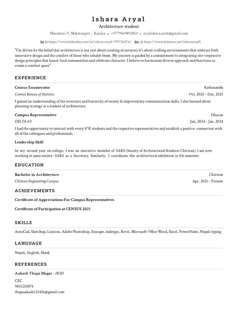 Ishara Aryal CV | PDF