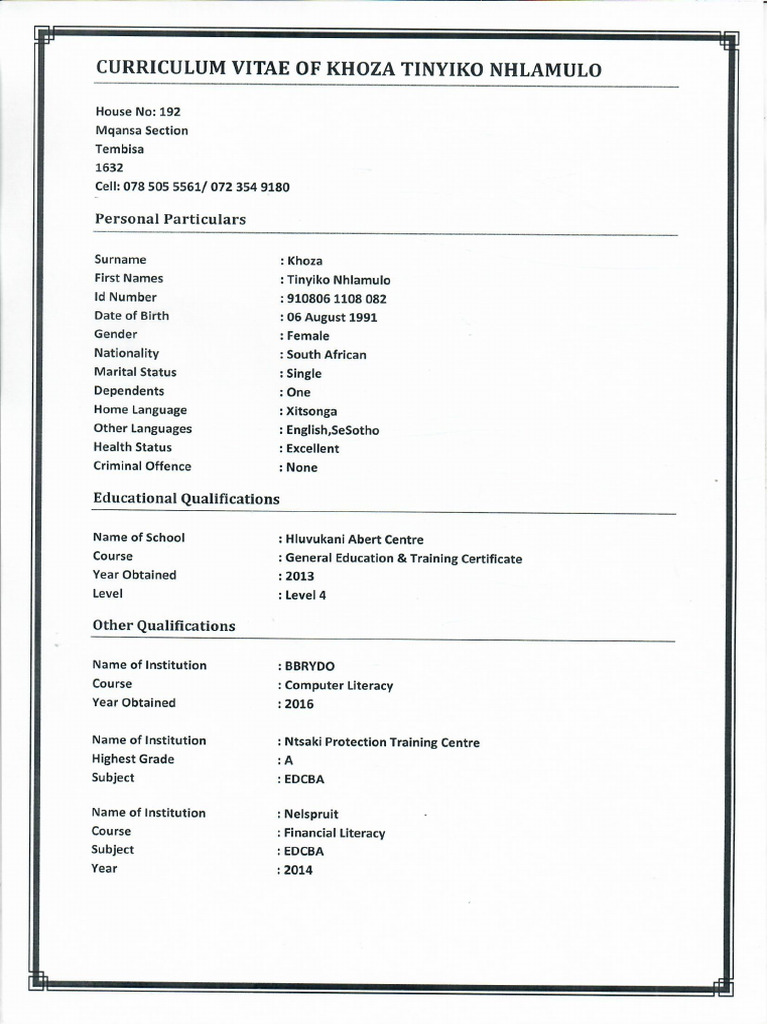 Tinyiko Documents1 | PDF