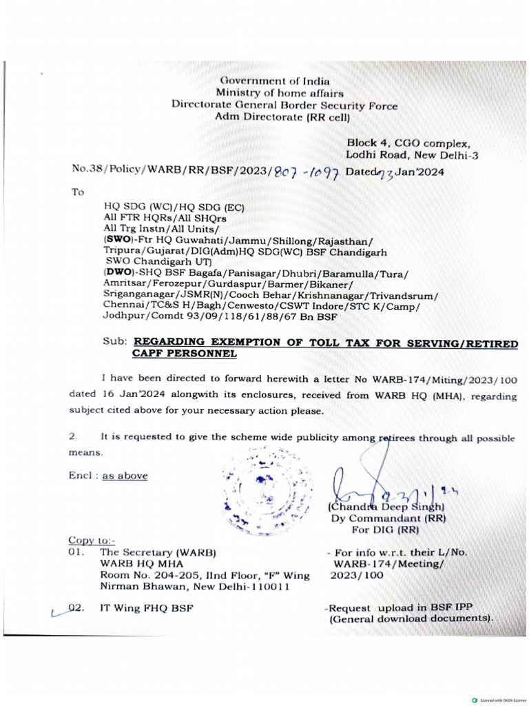 Latest Toll Exemption Policy | PDF