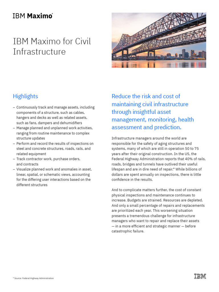 Maximo For Civil Infrastructure Solution Brief | PDF | Asset Management ...