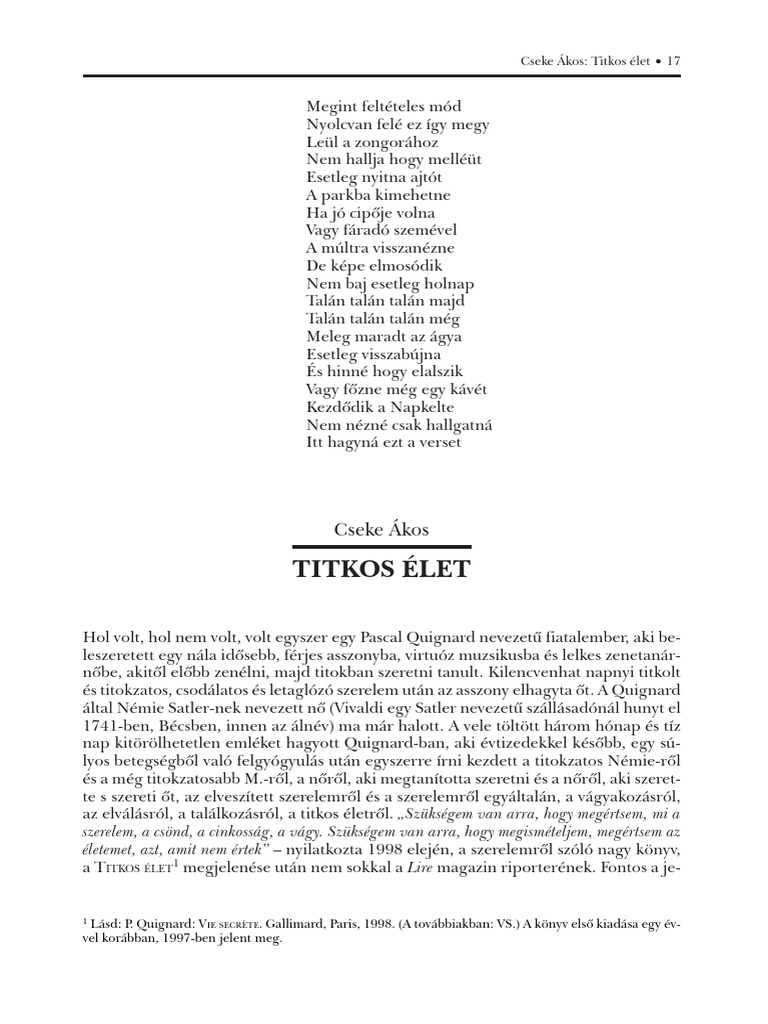 Cseke Ákos - Titkos Élet | PDF