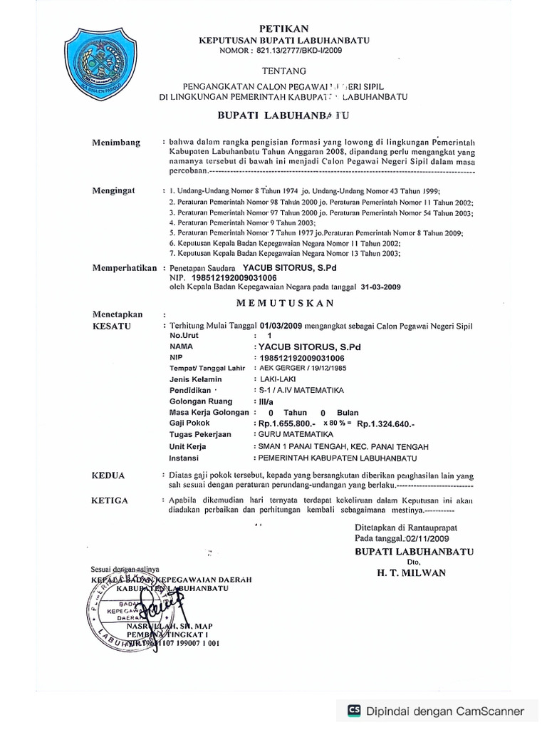 Usulan Pencantuman Gelar Yacub Sitorus | PDF