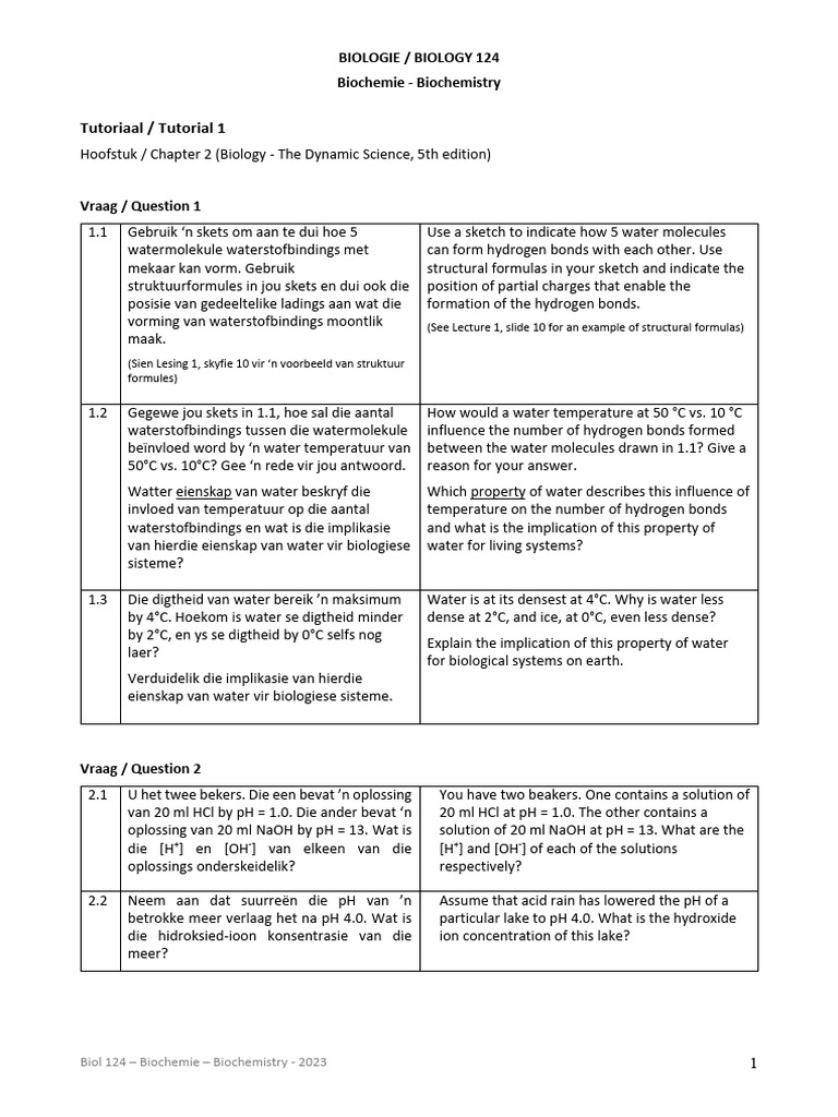 Biol124 Tut1 2023 | PDF