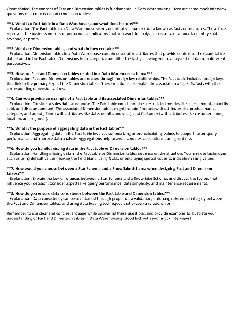 Fact and Dim Notes | PDF