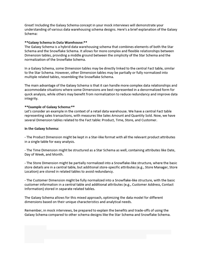Galaxy Schema Notes | PDF
