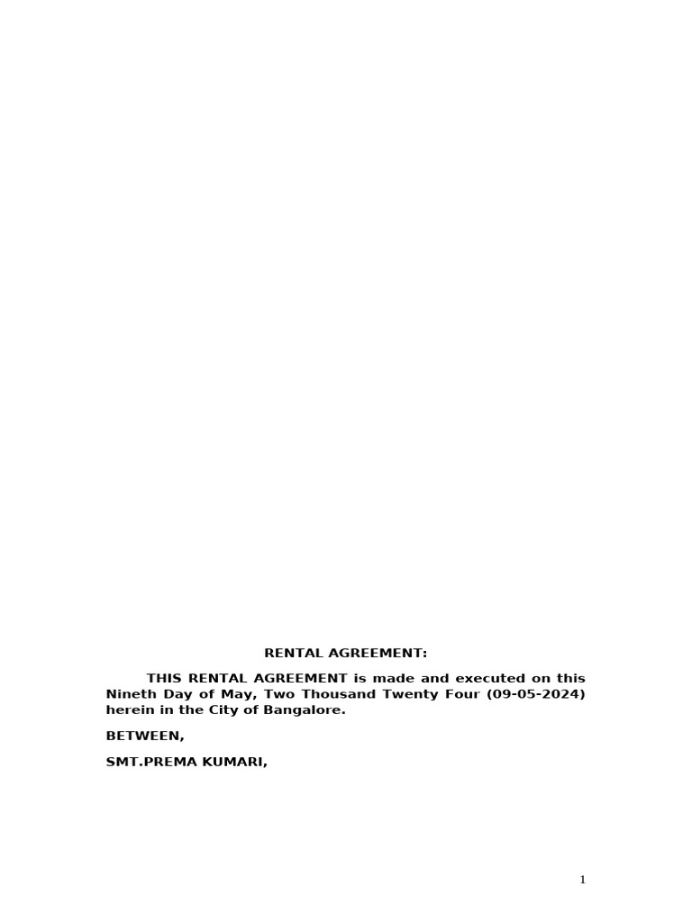 Rental Agrement - Roopa | PDF