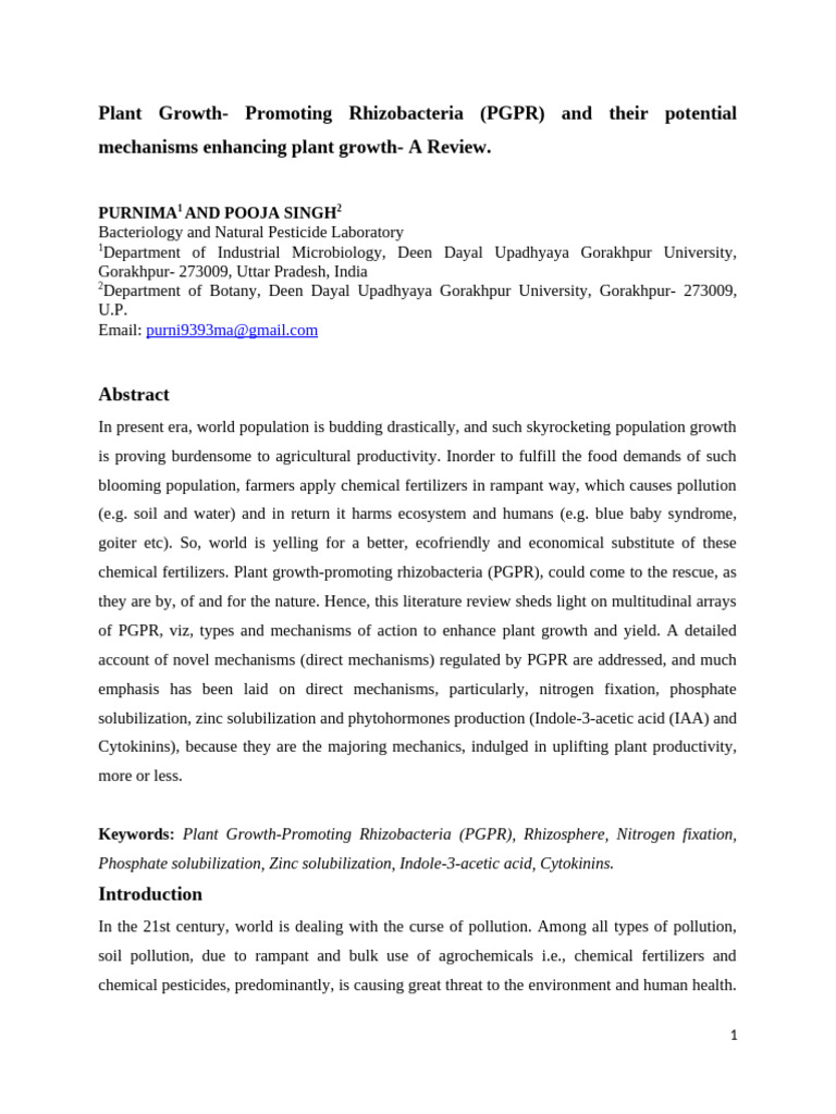 PGPR and Their Potential Mechanisms | PDF | Biosynthesis | Wellness