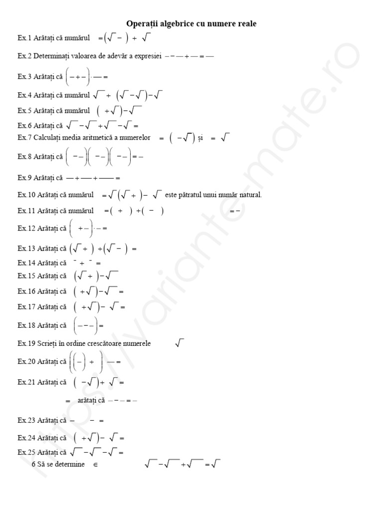 Operatii Algebrice Cu Numere Reale | PDF