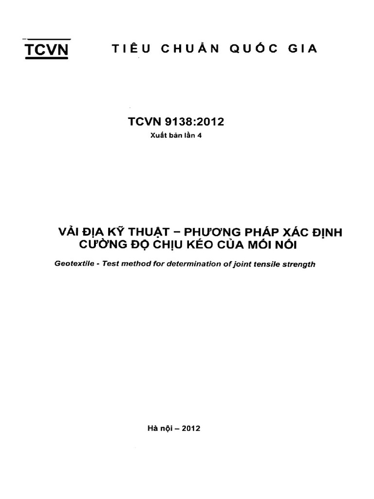 TCVN 9138 - 2012 - MỐI NỐI VẢI ĐỊA | PDF