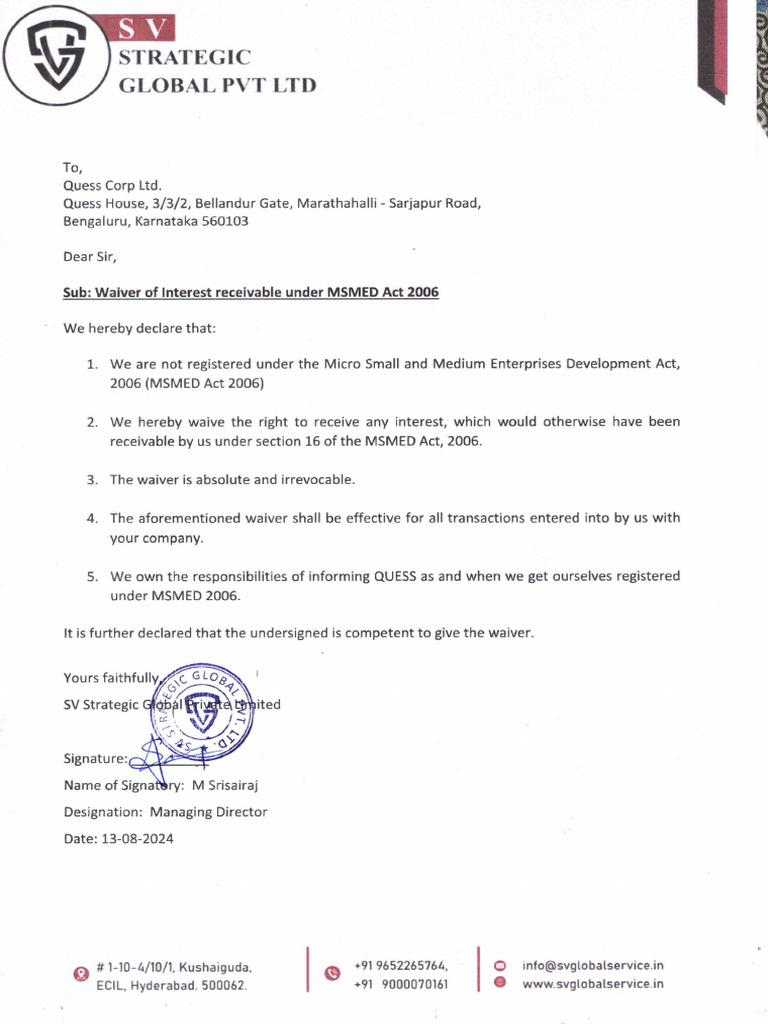 Declaration Msme Pdf