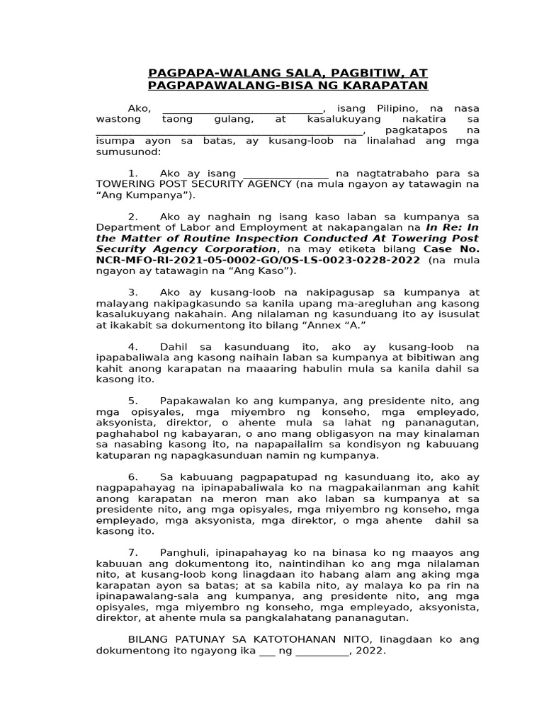 Quitclaim (Filipino Version) | PDF