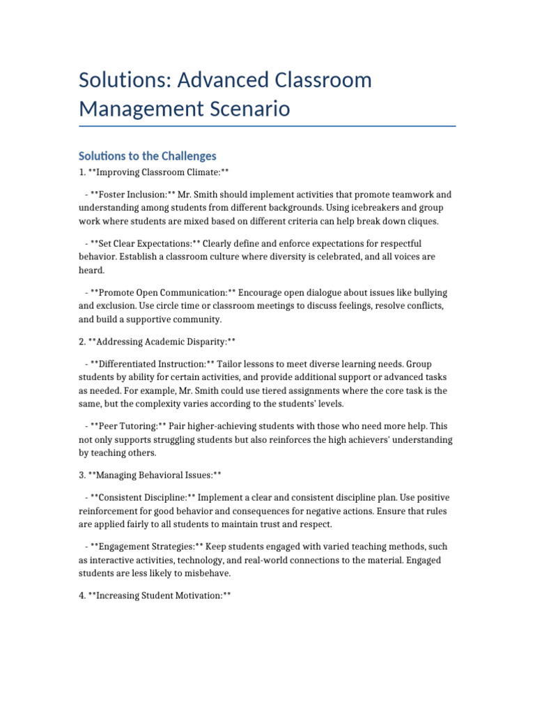 Solutions Advanced Classroom Management | PDF