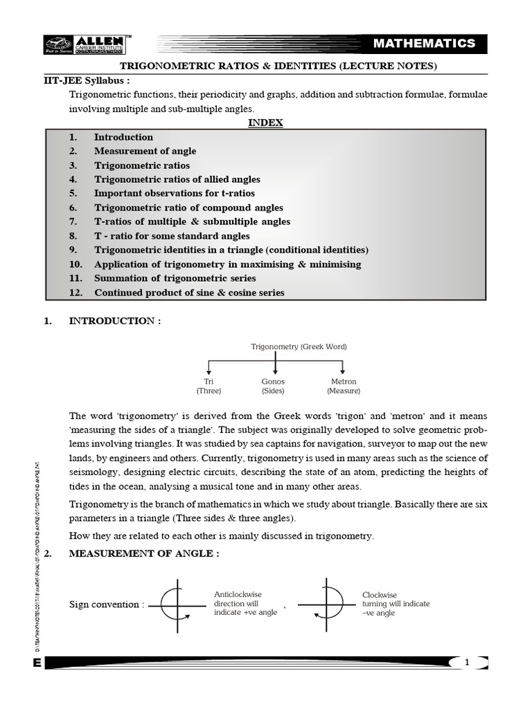 05 Compound Angle (Corrected) | PDF