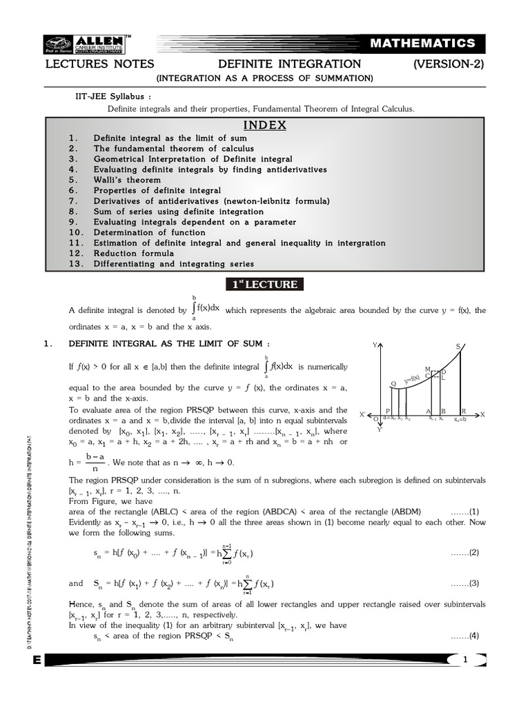 Definite Integration | PDF